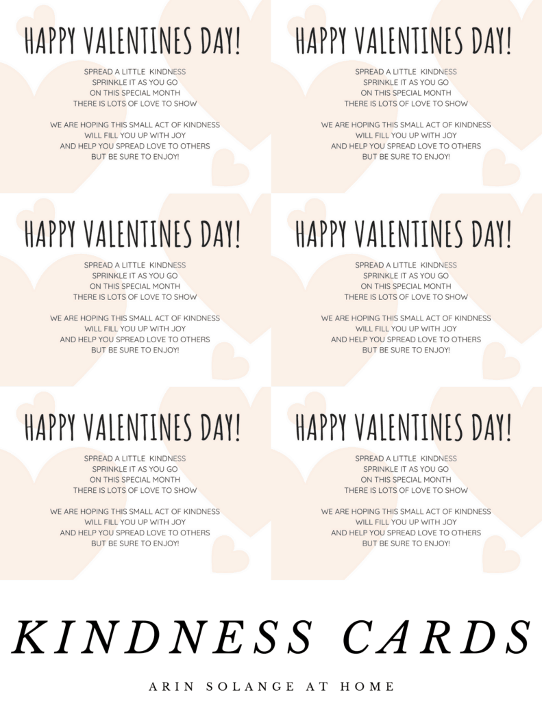 Valentine Gifts with Free Printable Kindness Cards - arinsolangeathome
