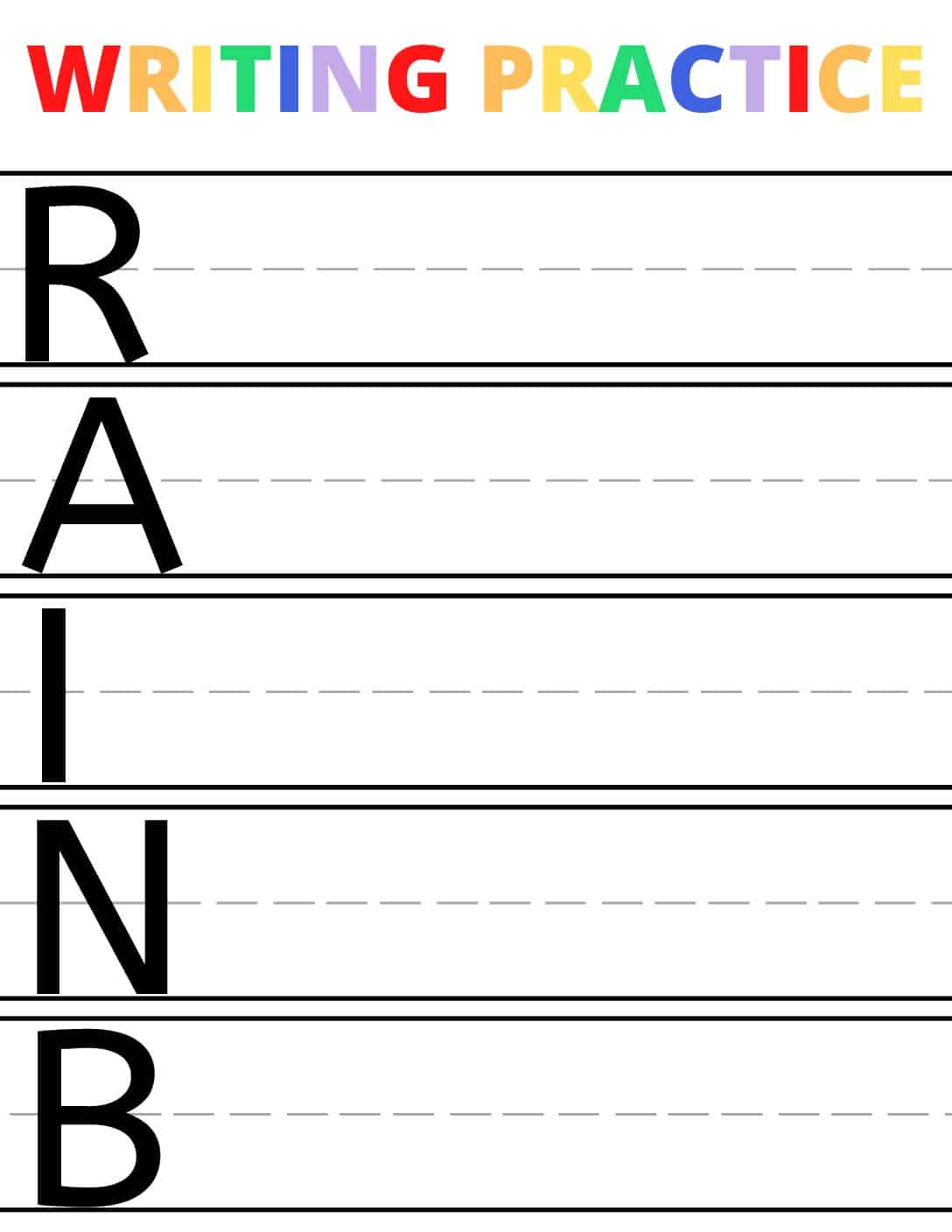 Rainbow Handwriting Worksheets
