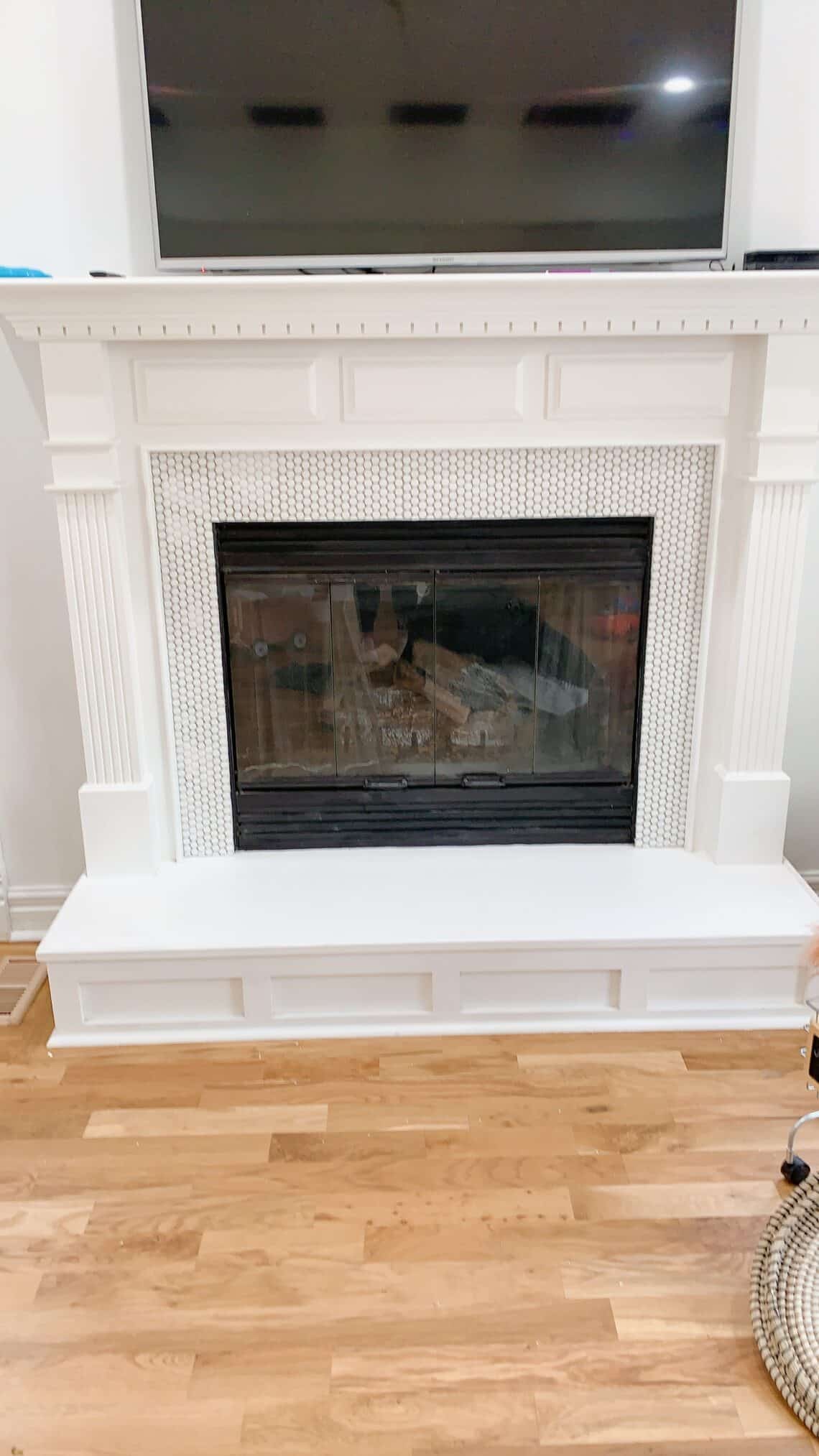 DIY Penny Tile Fireplace - arinsolangeathome