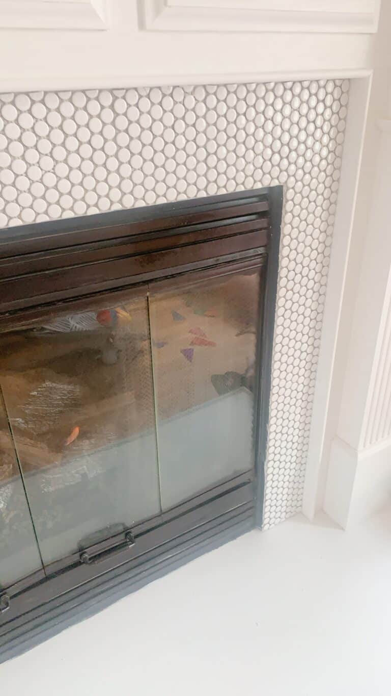 DIY Penny Tile Fireplace - arinsolangeathome